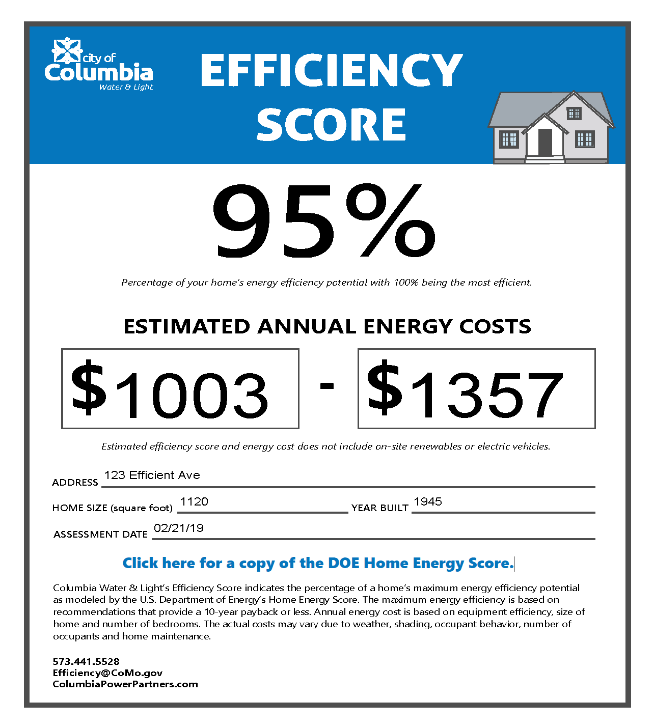Energy Efficiency Scores - City of Columbia Missouri